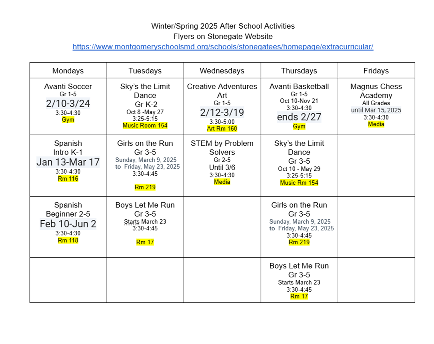 extracurricular | Stonegate ES