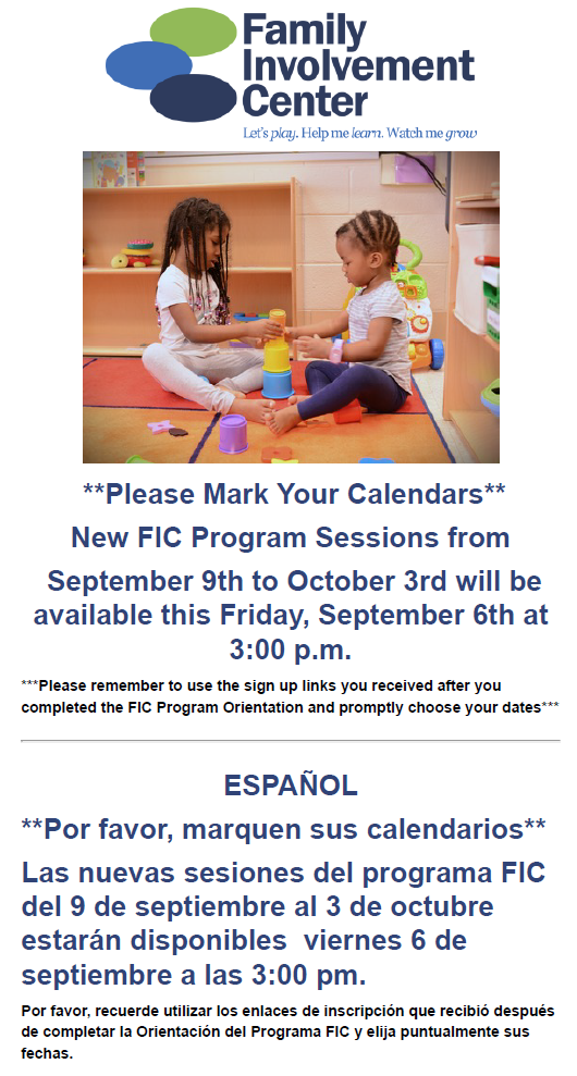 FIC (Family Involvement Center) | Up County Early Childhood Center