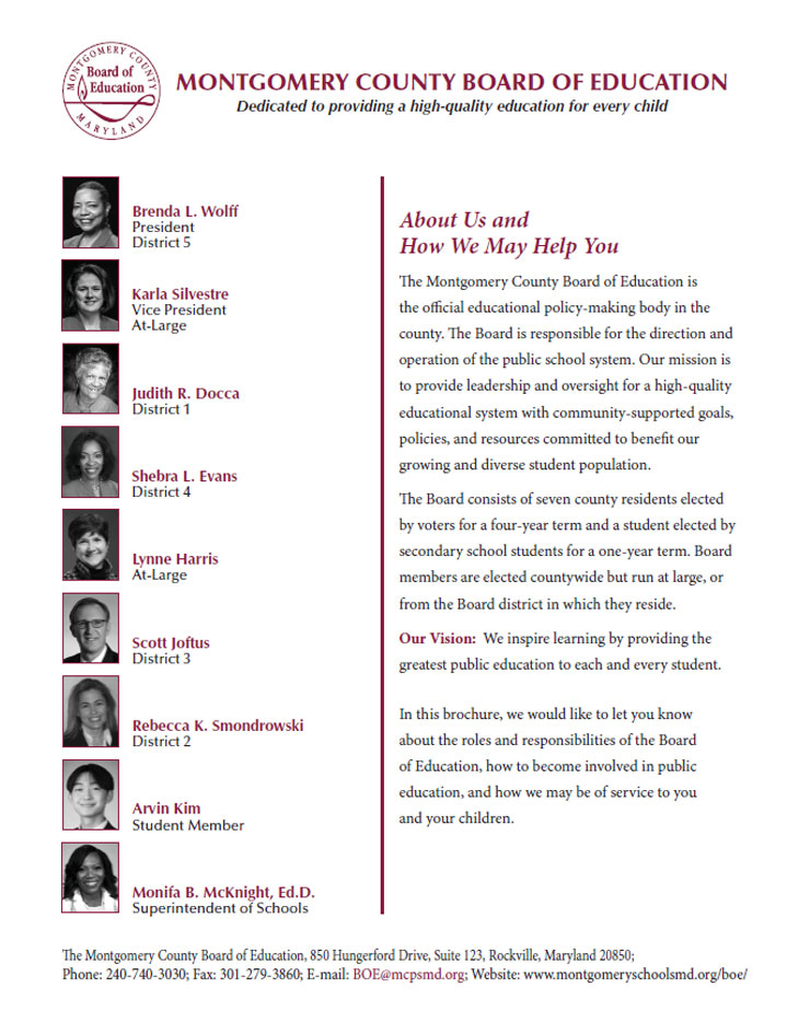 Board of Education - Publications: About Us - Montgomery County Public Schools, Rockville, MD ...