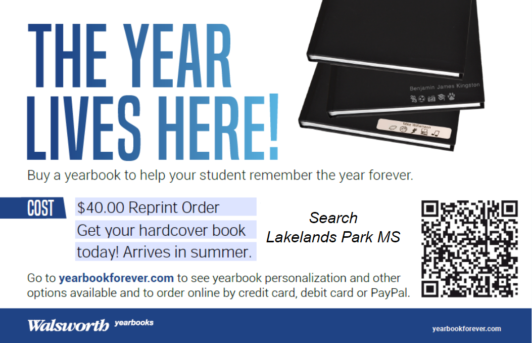 Buy a Yearbook | Lakelands Park MS